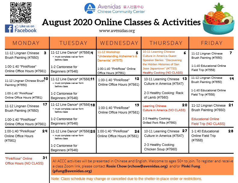 August 2020 ACCC Activities - Avenidas