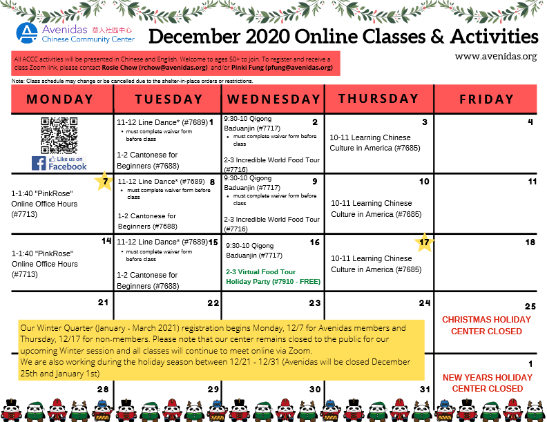December 2020 ACCC Activities - Avenidas