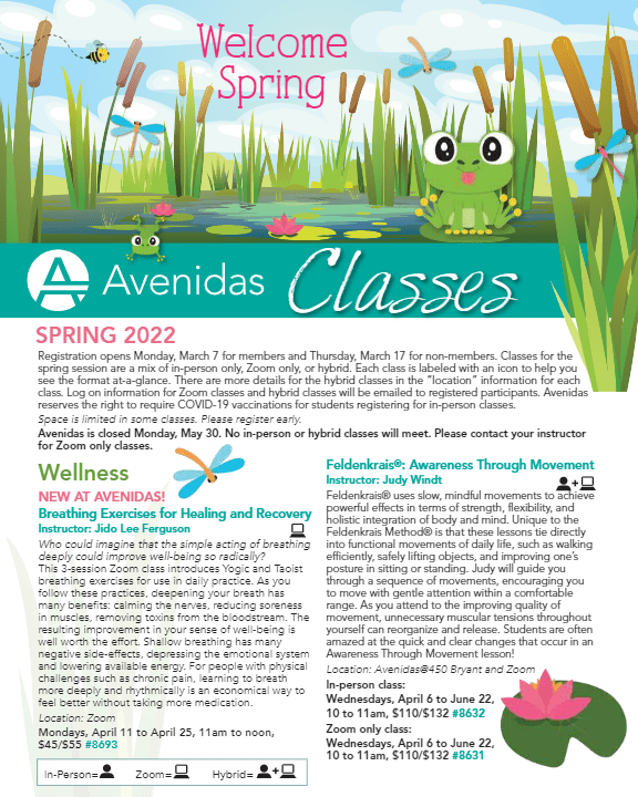 Register Now for Spring 2022 Classes - Avenidas
